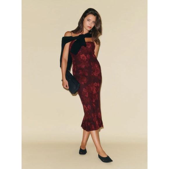 Reformation | Dresses | Reformation Suki Dress Elegant Burgundy Floral ...